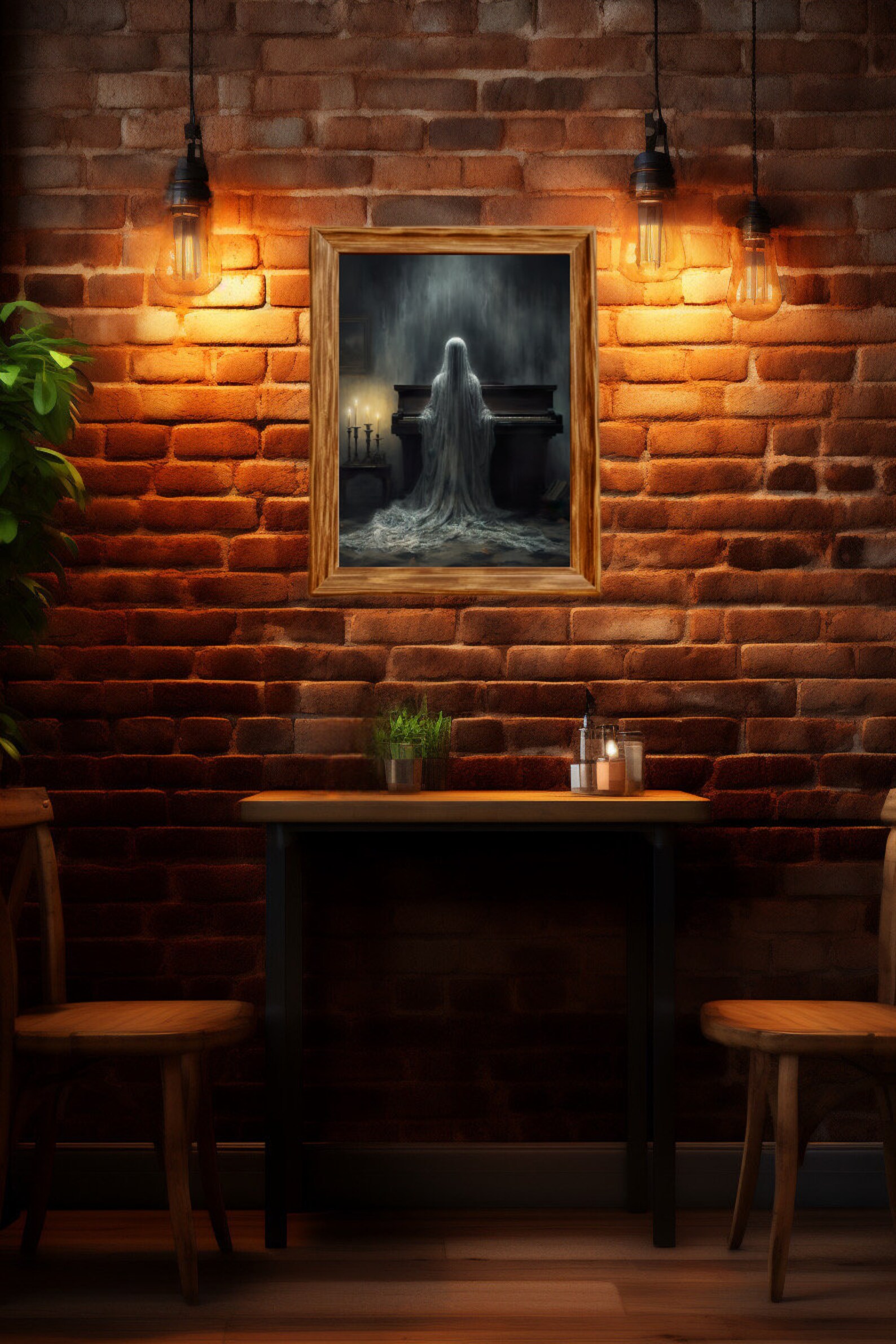 Ghost Playing Piano Printable Wall Art Halloween Art Print - Etsy