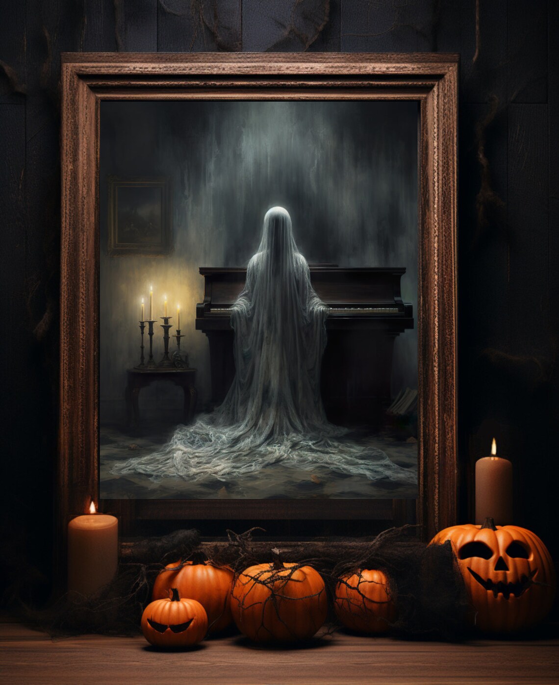 Ghost Playing Piano Printable Wall Art Halloween Art Print - Etsy