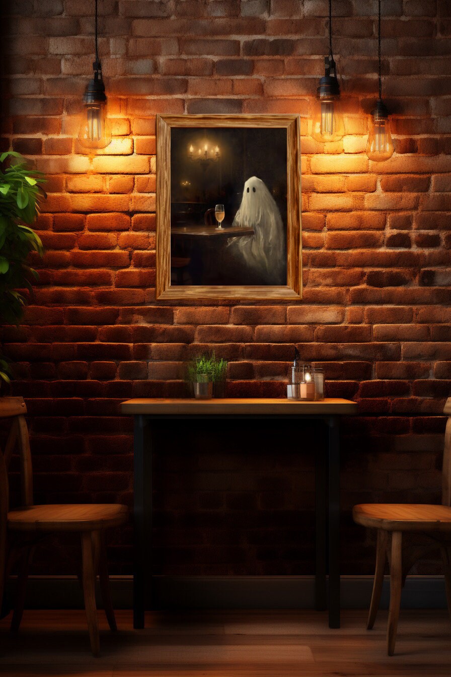 Ghost With Wine Printable Wall Art Halloween Art Print - Etsy