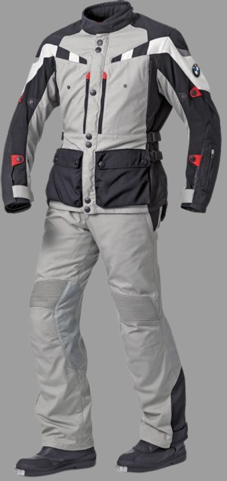 Men BMW Grey Black GS Dry Motorcycle Motorbike Textile Suit Ce Armoured ...