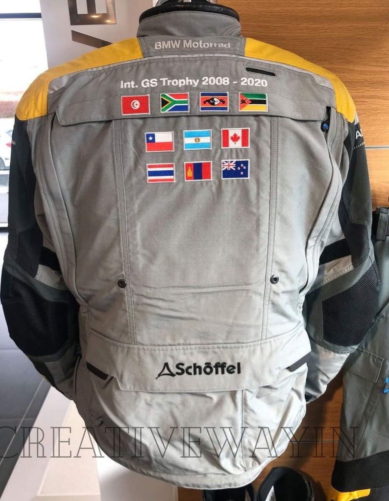 Men Motorrad Rallye Yellow/grey Competition Flag Embroidered Motorcycle ...