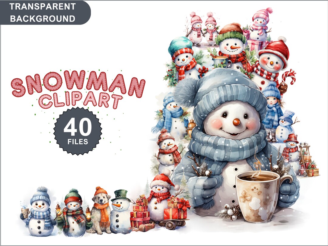 Snowman Clipart Mega Bundle Holiday Christmas Snowmen Tis - Etsy