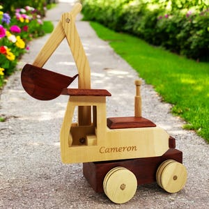 Personalized Large Wooden Toy Excavator Handmade Wooden Construction ...