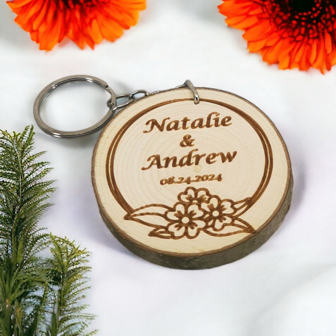 20 Pcs Wedding Favors Wood Slice Keychain, Wedding Keychain Gifts for ...