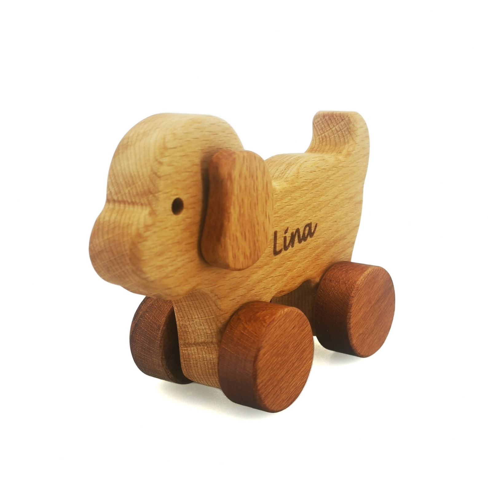 Personalized Wooden Toy Dog With Wheels Gift for Toddlers, Customizable ...