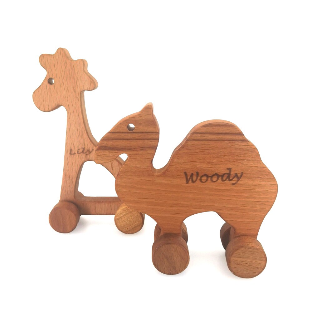 Personalized Push Wooden Toy Giraffe and Camel as Birthday - Etsy
