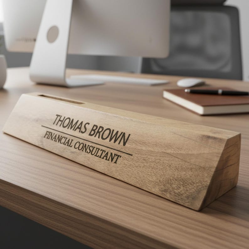 Custom Engraved Walnut Wood Desk Name Plate – Personalized Office Decor ...
