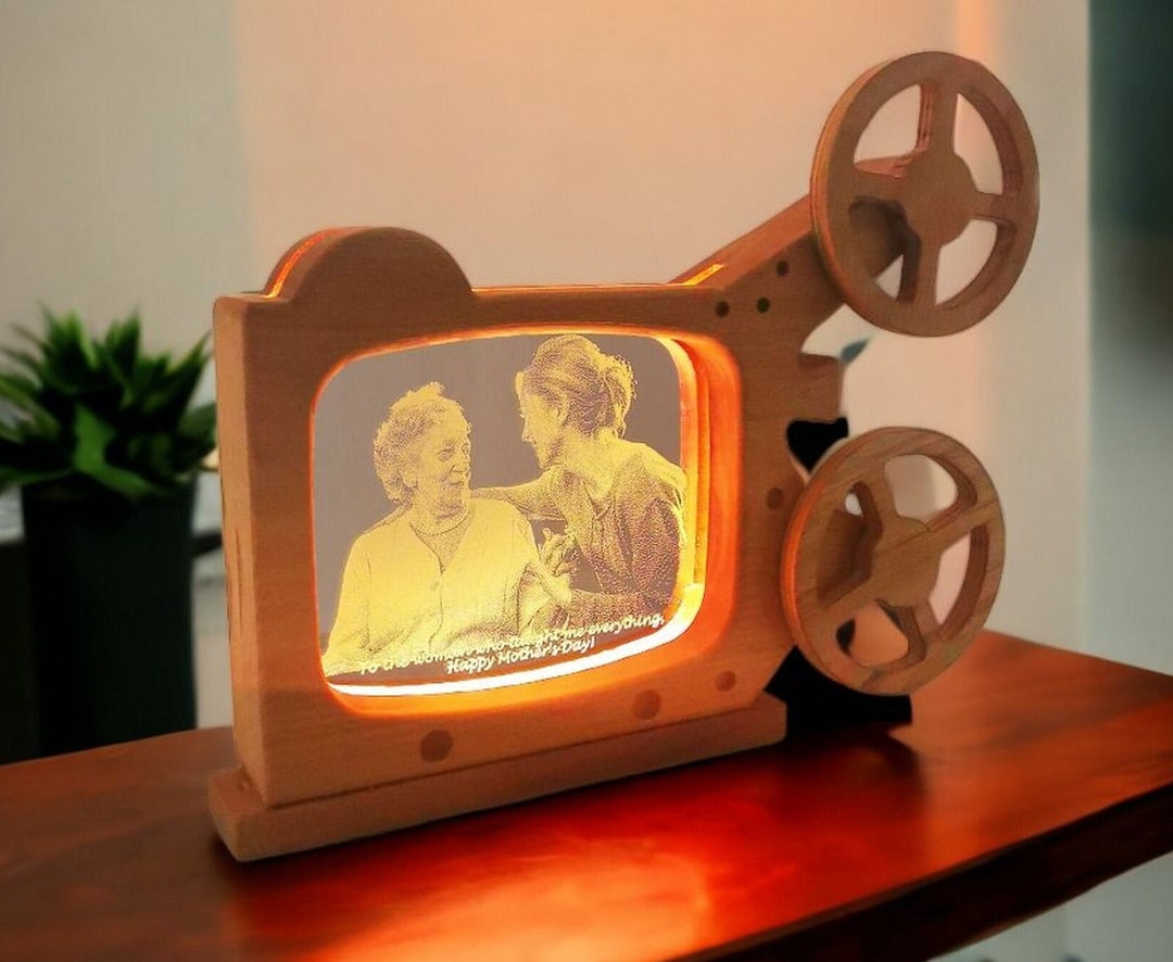 Customizable Photo Lamp Personalized Grandma Gift Night Light Wooden ...