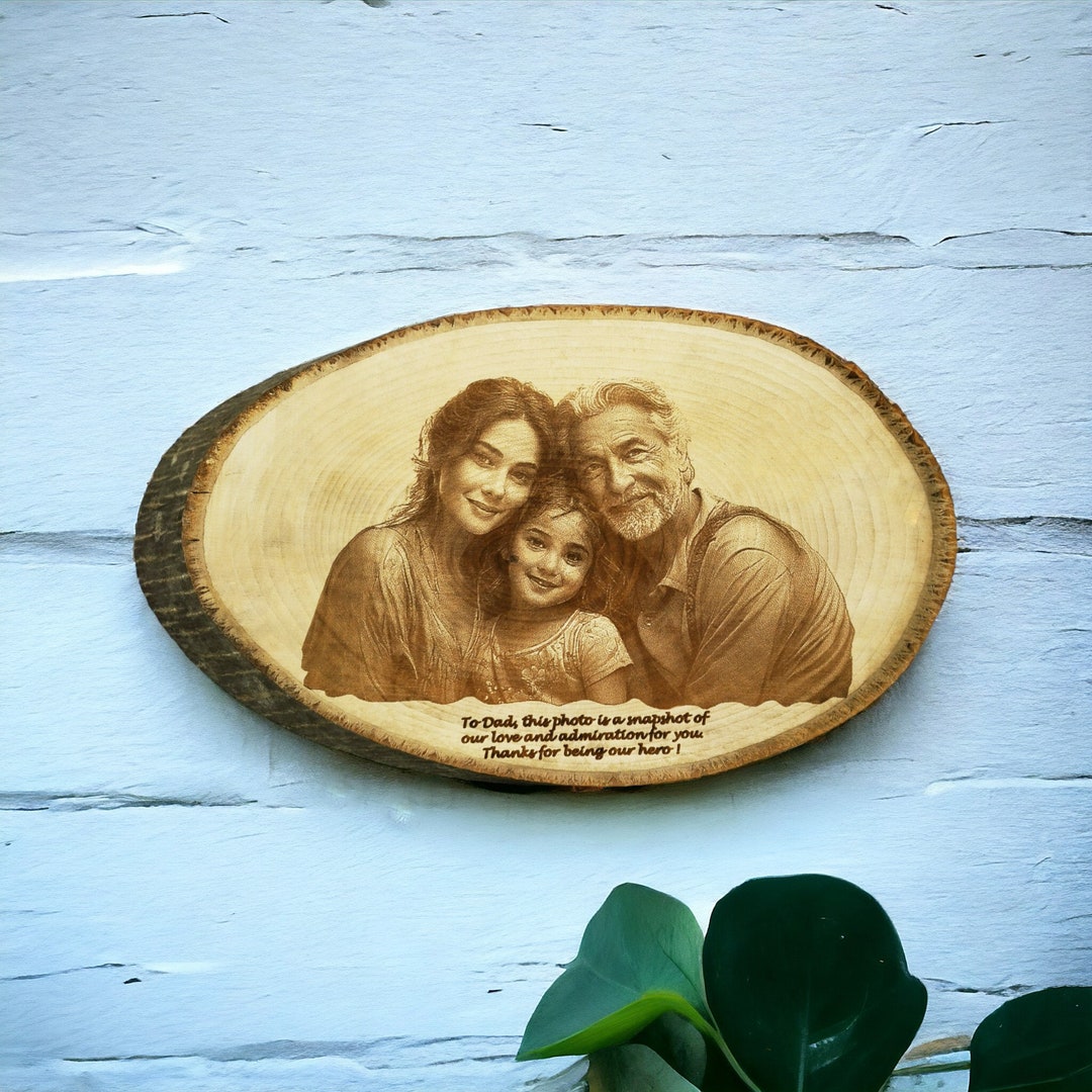 Personalized Wood Slice Photo Plaque - Custom Laser Engraved ...