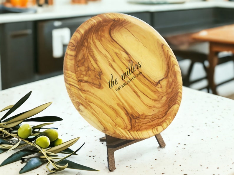 Personalized Hand Carved Olive Wood Bowl Rustic Decor Unique Olive Wood ...
