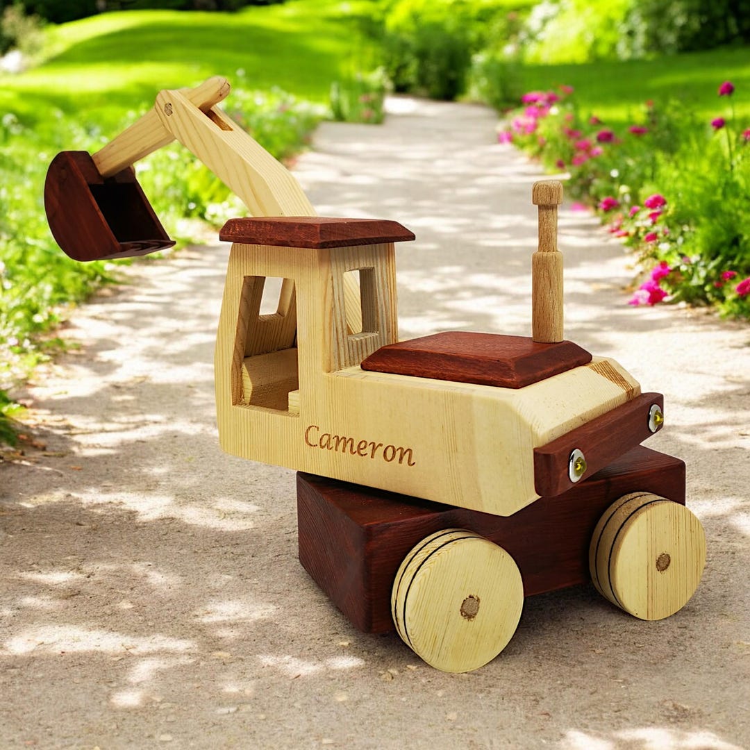 Personalized Large Wooden Toy Excavator Handmade Wooden Construction ...