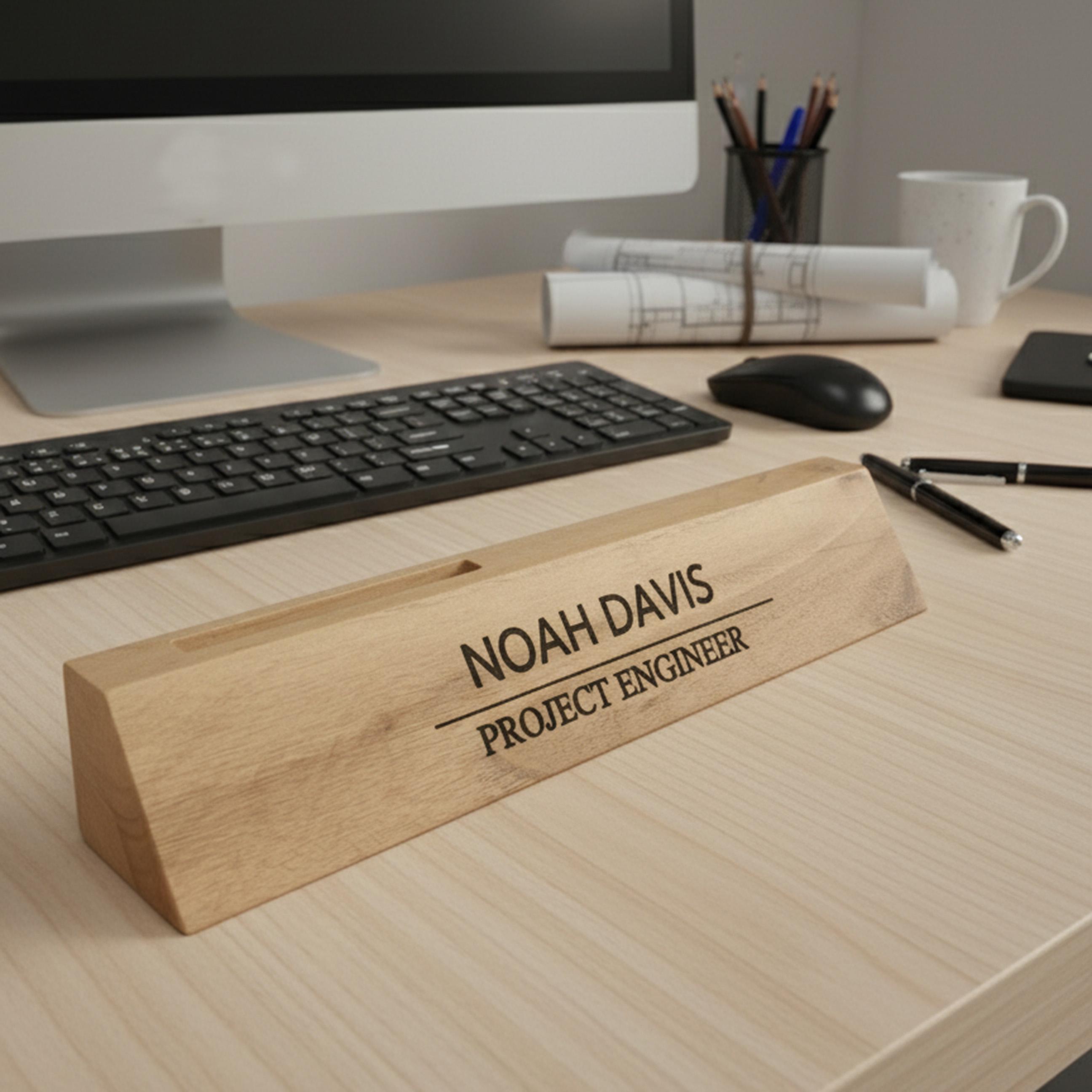 Custom Engraved Walnut Wood Desk Name Plate – Personalized Office Decor ...