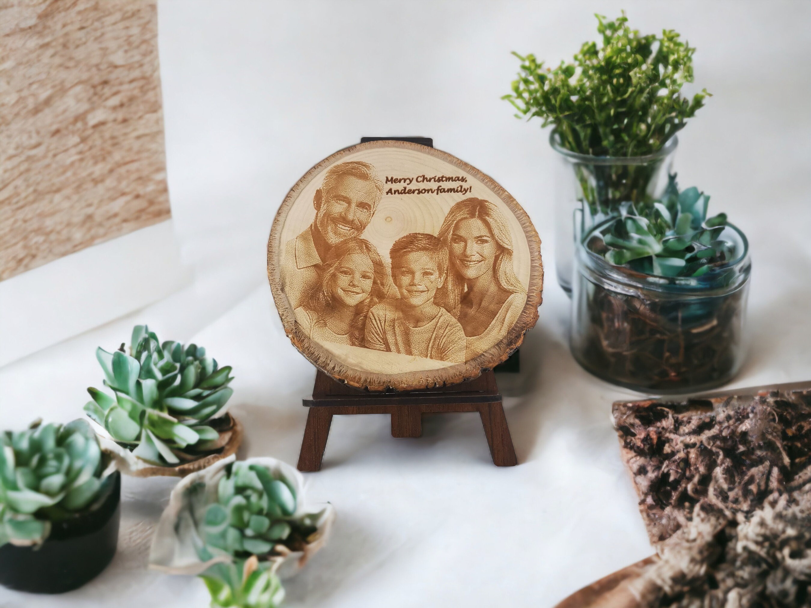 Custom Laser Engraved Wood Etching Personalized Family Portrait Gift ...