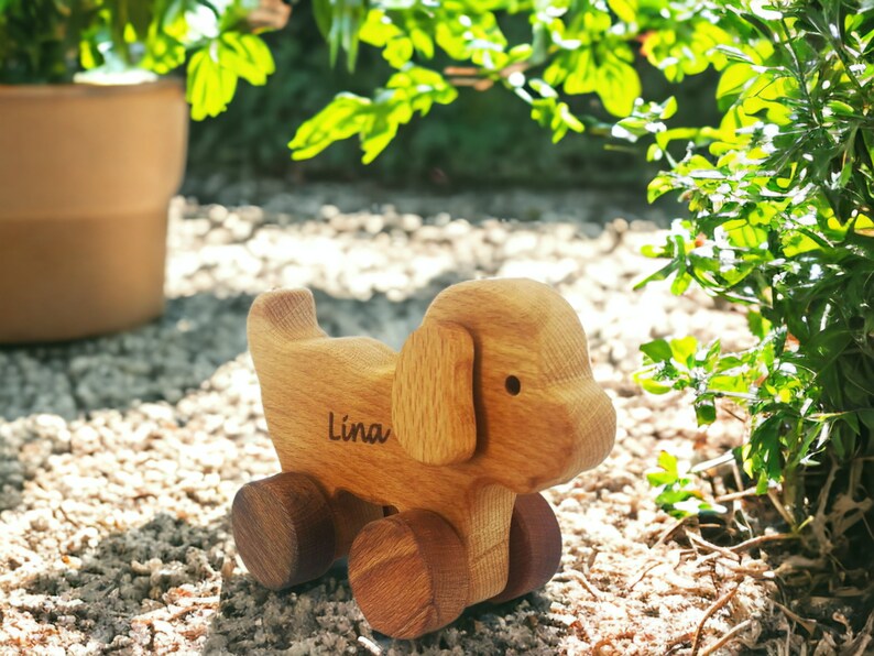 Personalized Wooden Toy Dog With Wheels Gift for Toddlers, Customizable ...