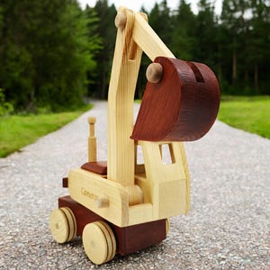 Personalized Large Wooden Toy Excavator Handmade Wooden Construction ...
