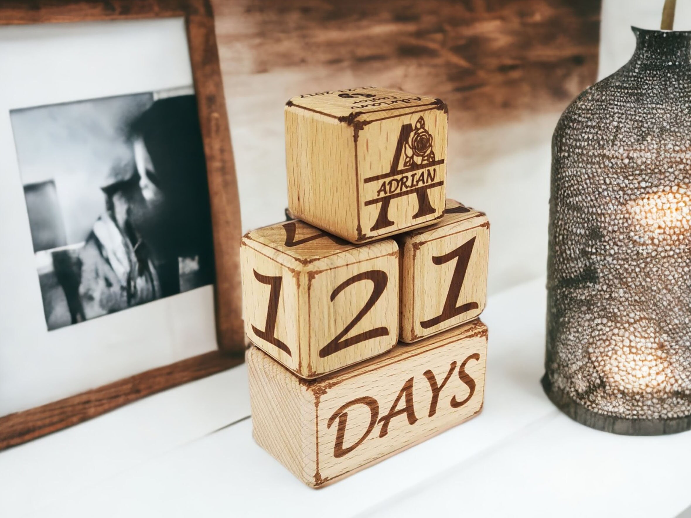 Personalized Photo Wooden Milestone Blocks Custom Wooden Baby - Etsy