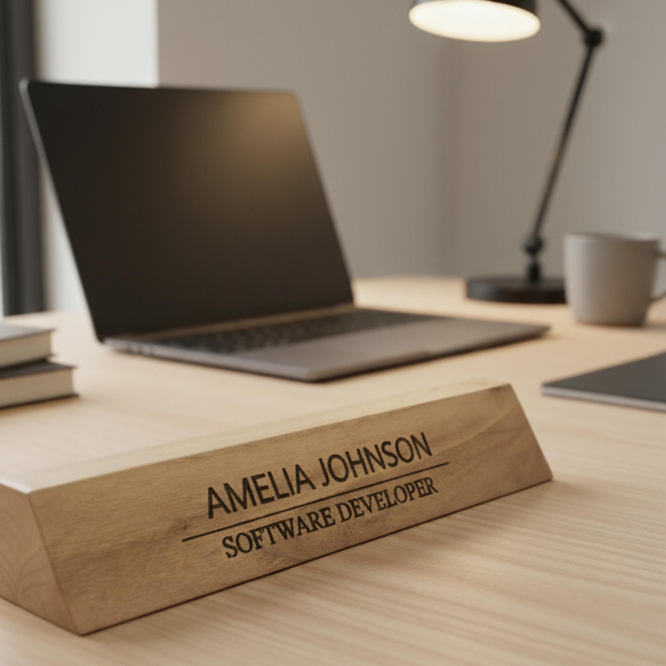 Custom Engraved Walnut Wood Desk Name Plate – Personalized Office Decor ...