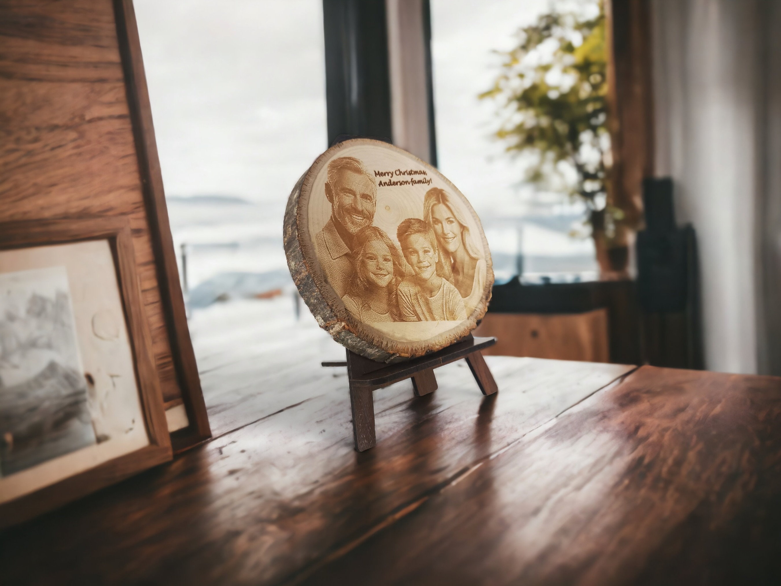 Custom Laser Engraved Wood Etching Personalized Family Portrait Gift ...