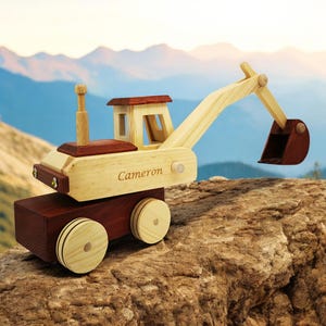 Personalized Large Wooden Toy Excavator Handmade Wooden Construction ...