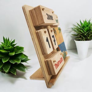 Personalized Montessori Wooden Desk Calendar for Kids, Perpetual ...