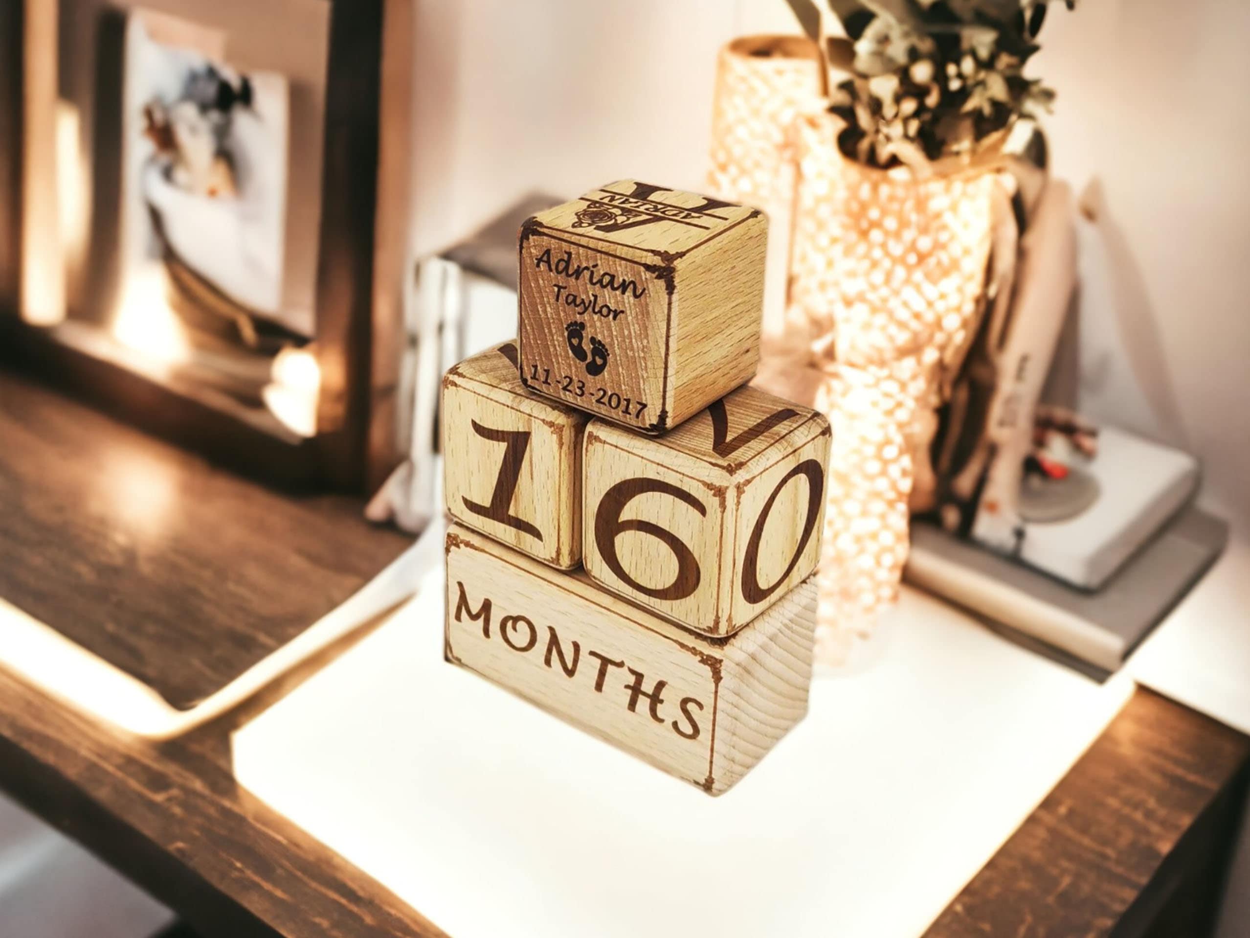 Personalized Photo Wooden Milestone Blocks Custom Wooden Baby - Etsy