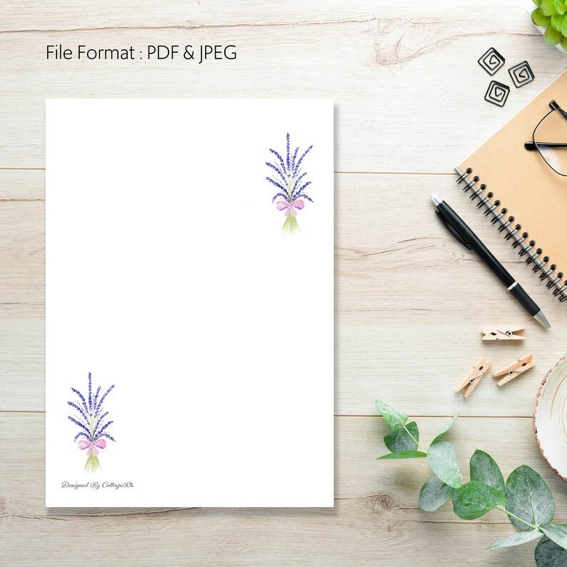 Printable Lavender Letter Writing Paper Lined and Unlined - Etsy