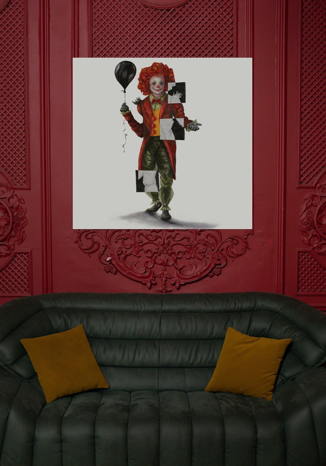 Clown Glitches on Canvas Oil Painting of a Clown Gift for - Etsy
