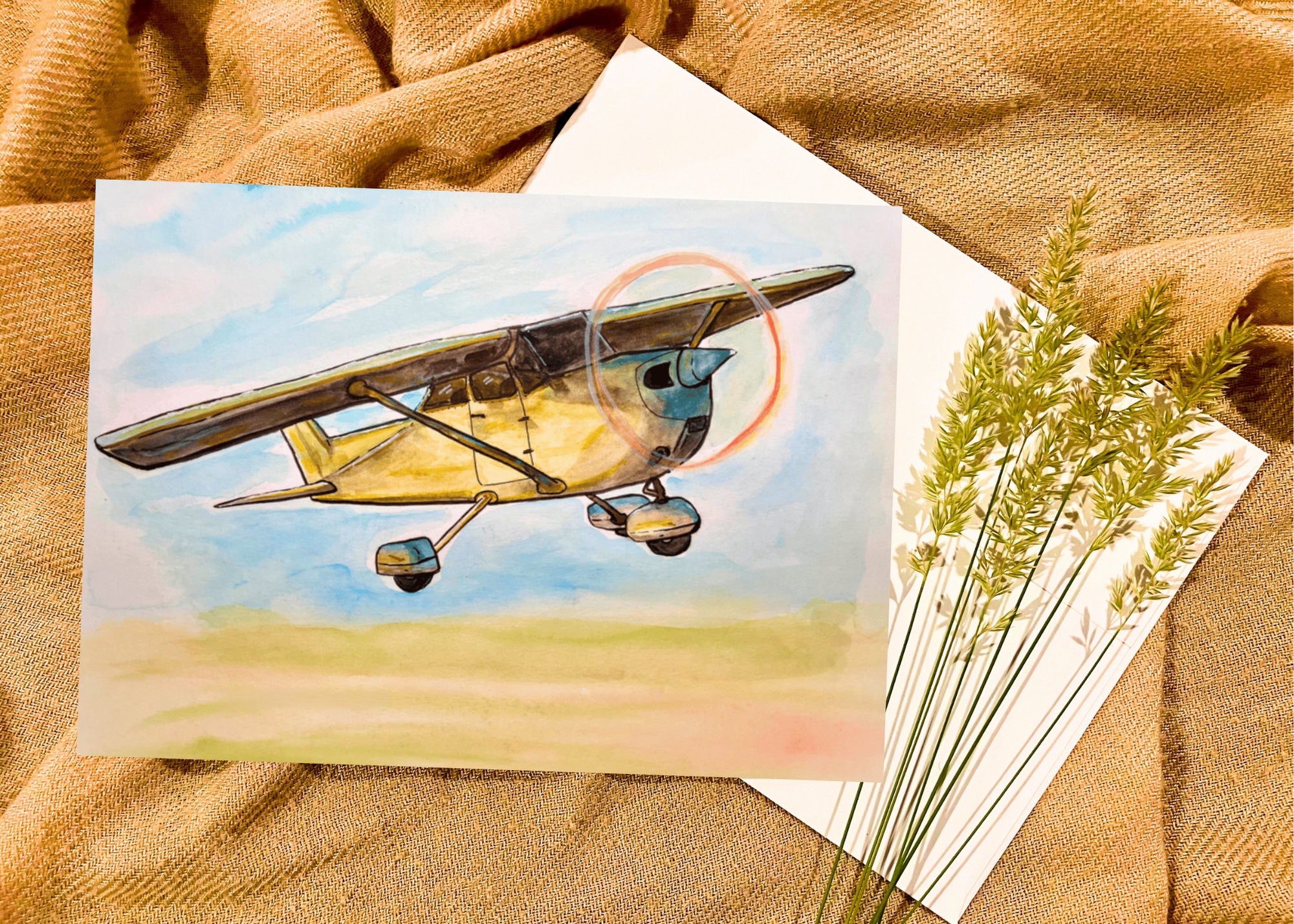 Pack of Watercolor Cards, Vintage Plane, Airplane Card, Cessna Plane ...