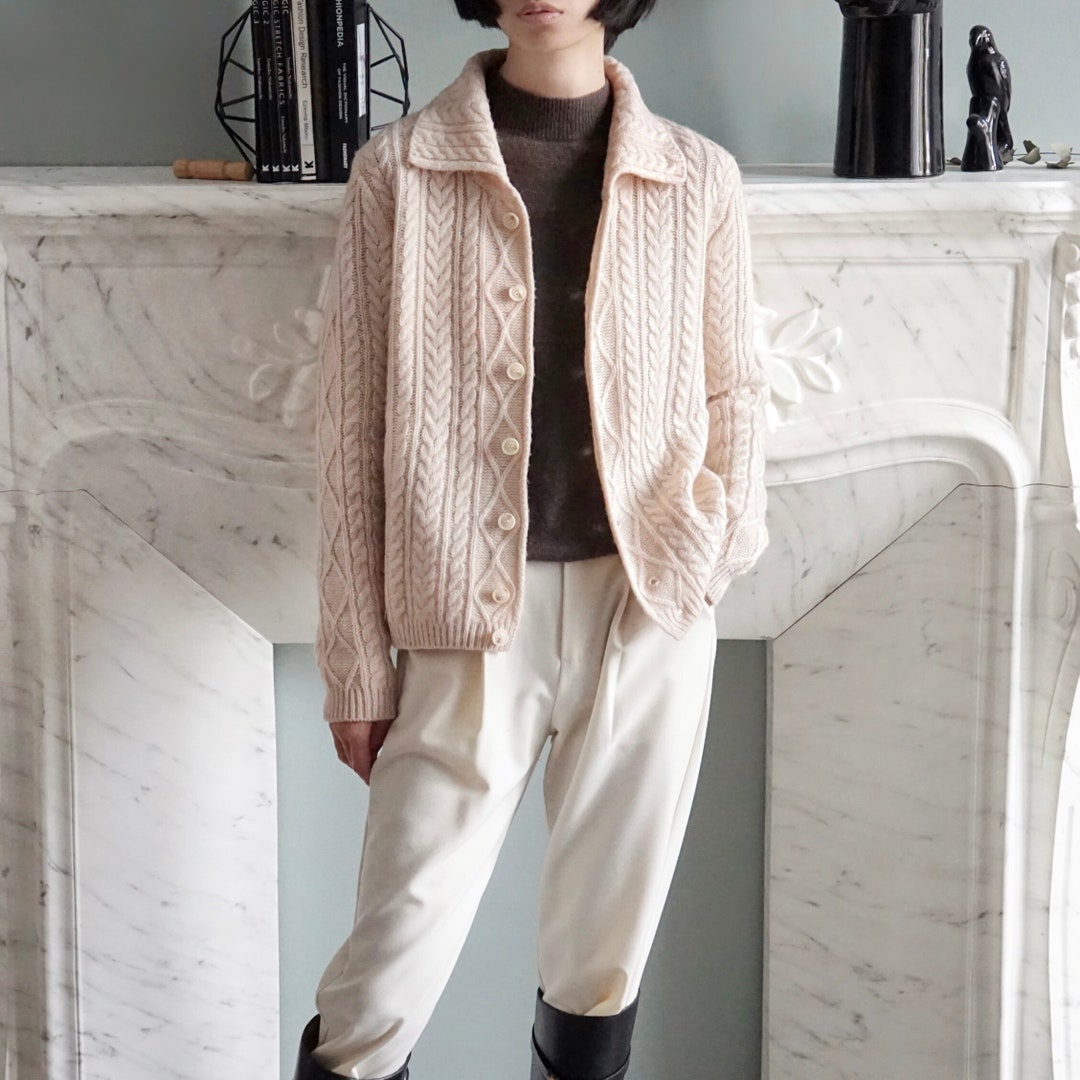Ladies Creole Pink Cable Knit Aran Cashmere Wool Cardigan - Etsy France
