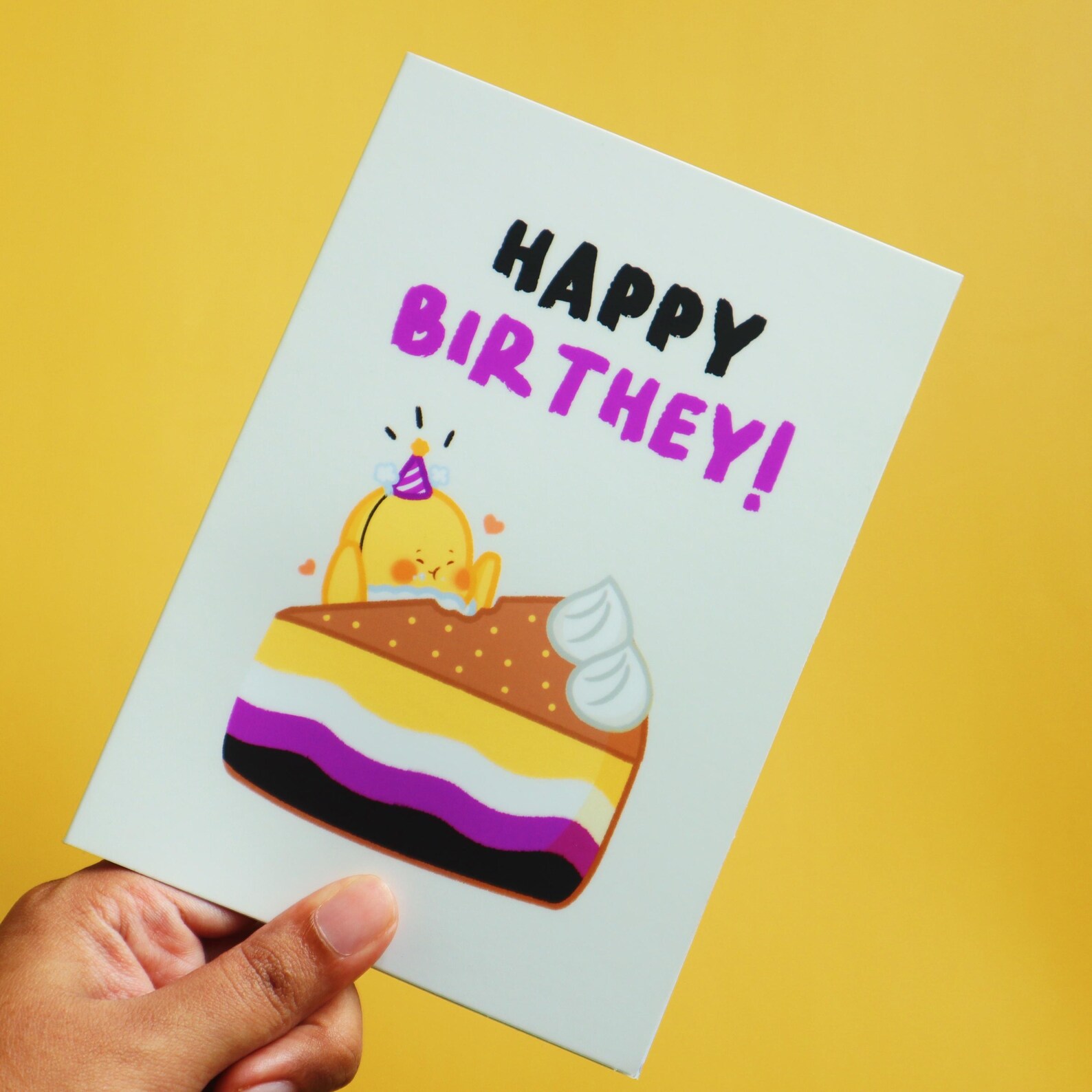 Non-binary Happy Bir-they Card-enby Flag Bennie -cute Queer LGBT ...