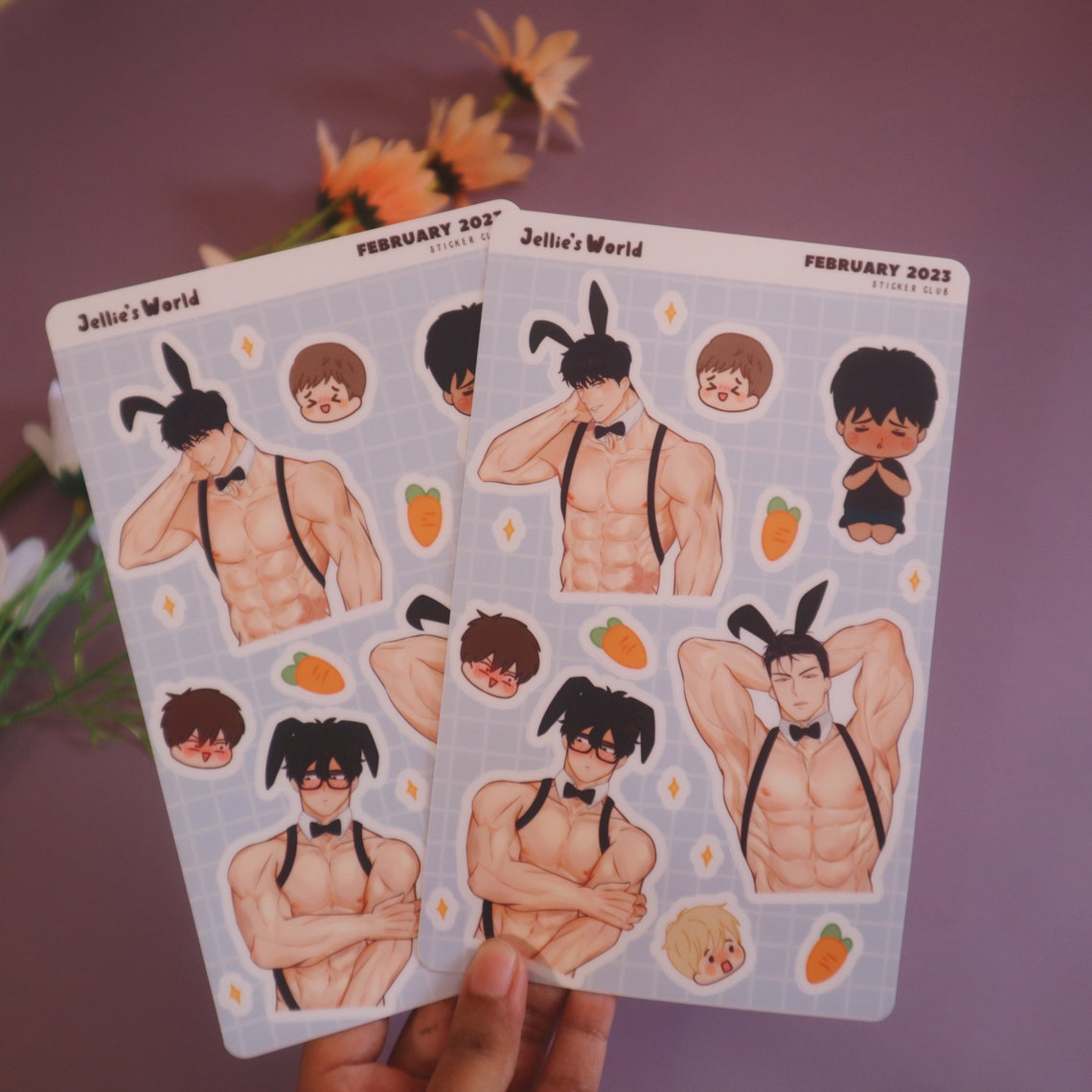 Bunny Seme Fanart Sticker Sheet Yaoi/bl Manhwa Ahjuicy, Yohan & BJ Alex Waterproof Laptop ...
