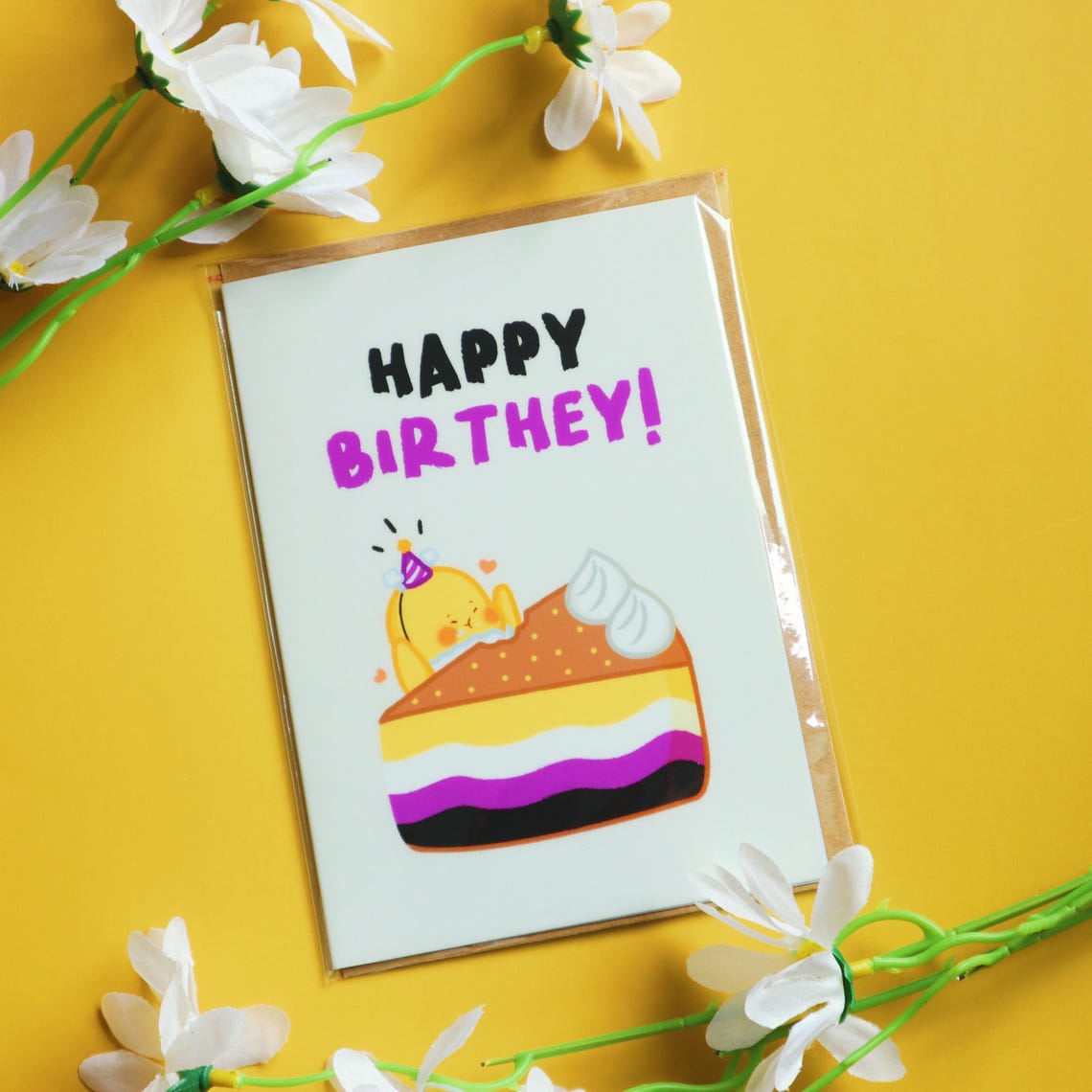 Non-binary Happy Bir-they Card-enby Flag Bennie cute Queer LGBT ...
