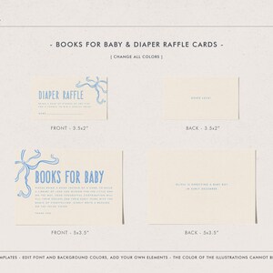 Blue Bow Baby Shower Invitation Set, Hand Drawn Blue Bow Invitation ...