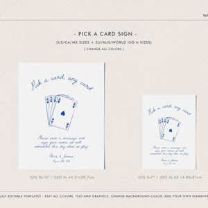 Pick a Card Sign Template, Playing Cards Wedding Sign, Playing Cards ...