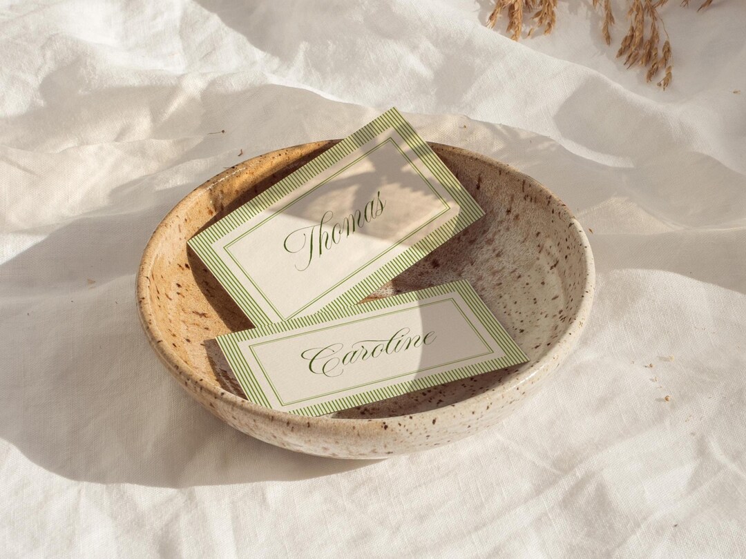 Retro Wedding Place Card Template, Modern Vintage Place Card Elegant ...