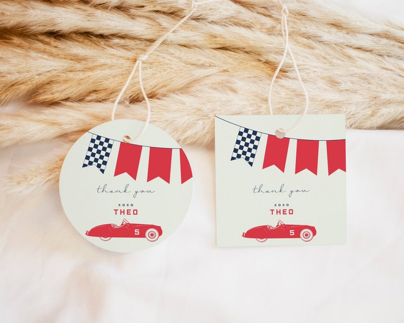 Race Car Favor Tag Editable Race Car Gift Tag Race Car Thank You ...