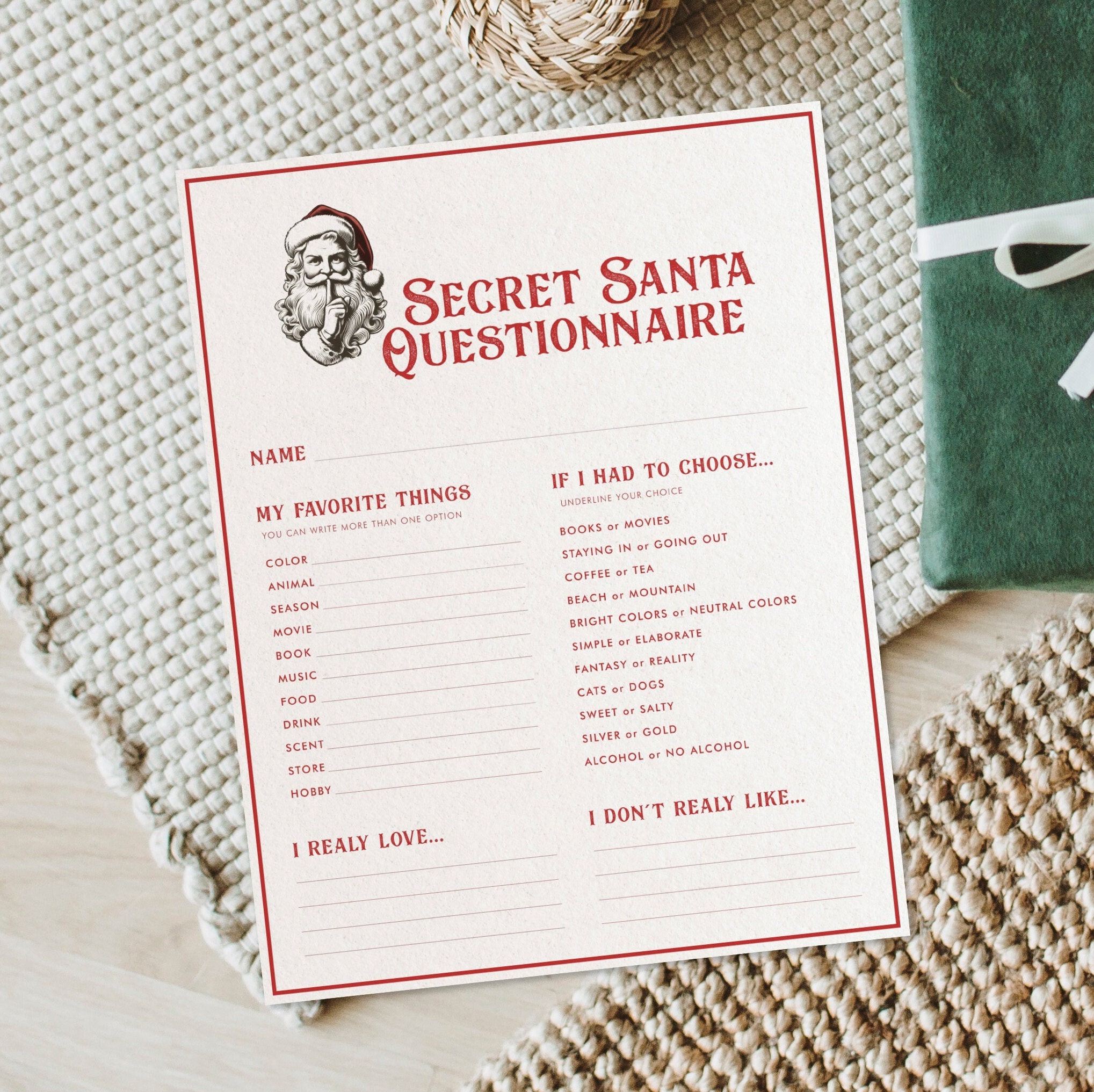 Secret Santa Reveal Card, Secret Santa Printable Gift Card, Secret ...
