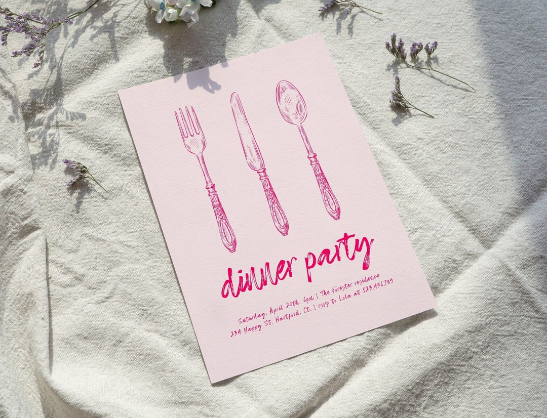 Dinner Party Invitation Template, Dinner Party Digital Invitation ...