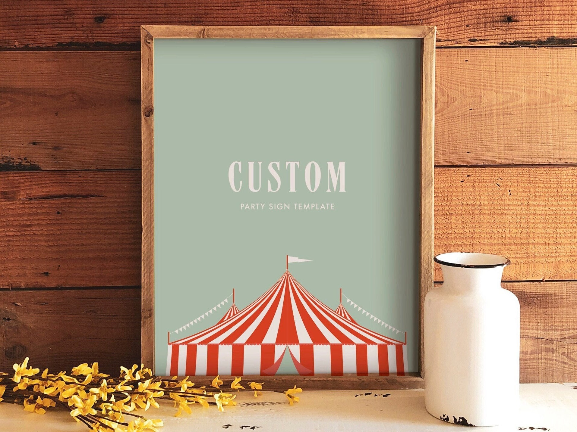 Circus Birthday Sign Template, Editable Circus Sign Template, Custom ...