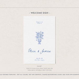 Modern Wedding Welcome Sign Template, Handwritten Welcome Sign Editable ...