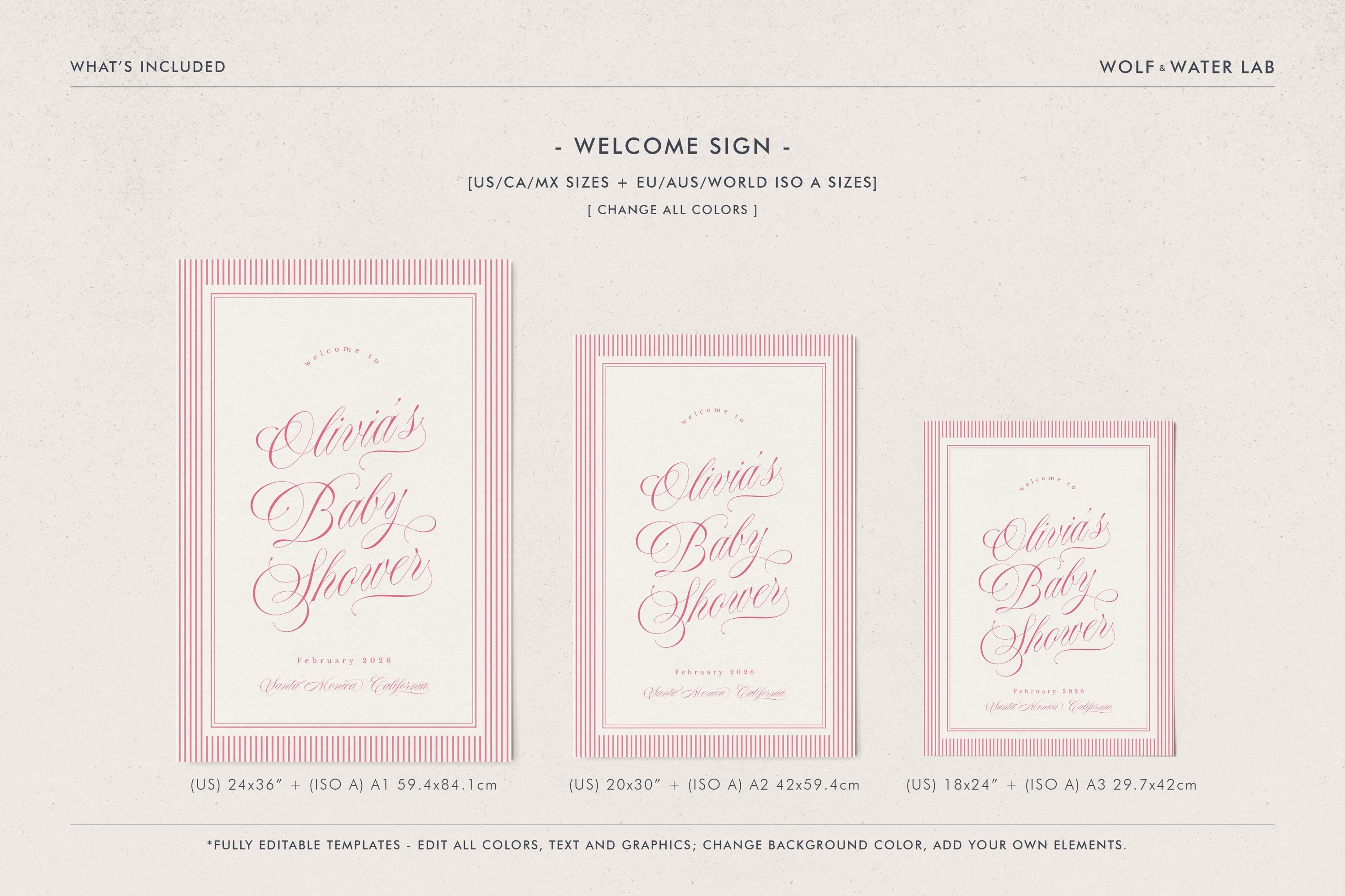 Baby Shower Welcome Sign Template, Modern Retro Baby Shower Signage ...