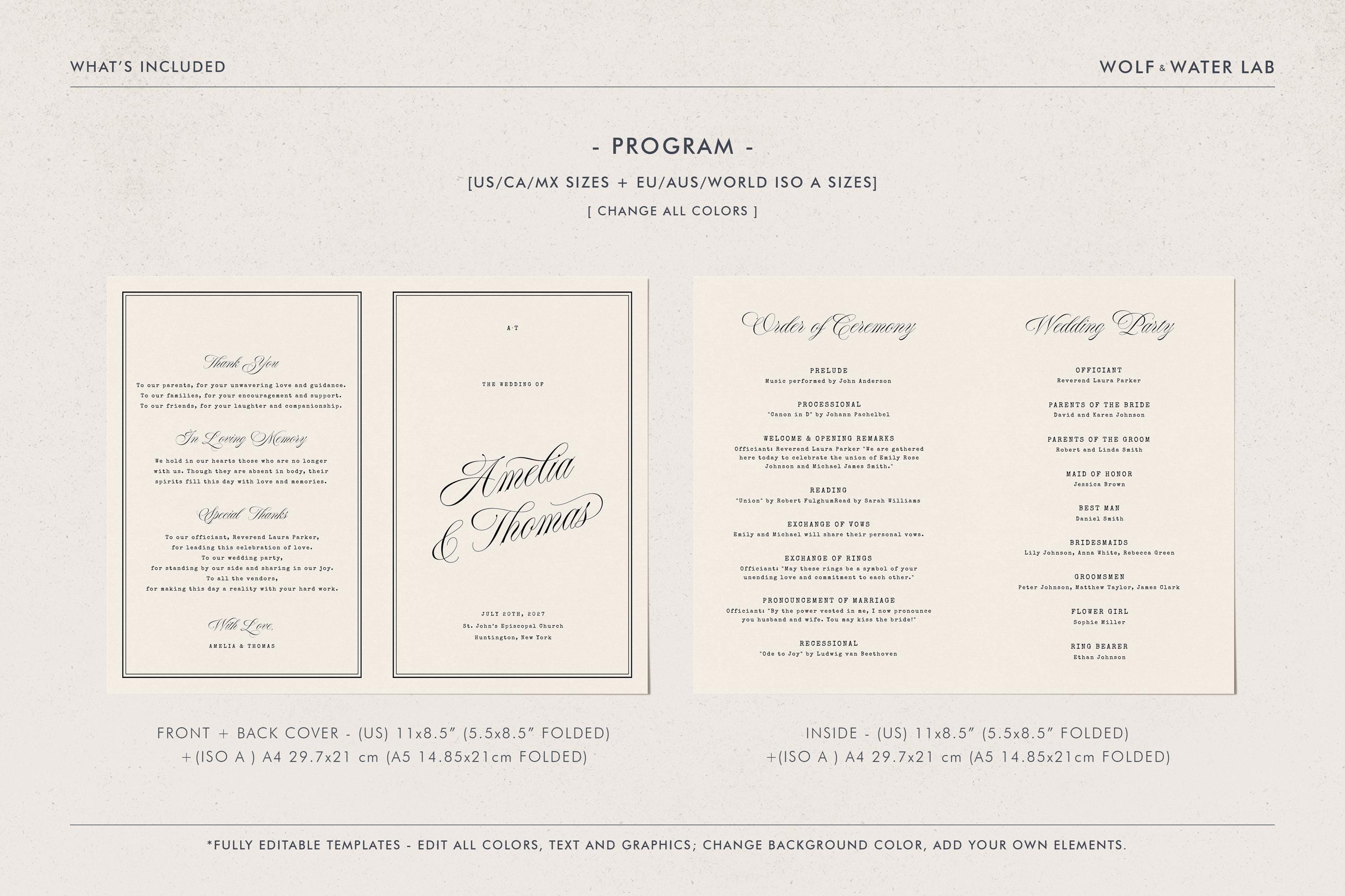 Wedding Program Template, Modern Retro Wedding Program, Wedding ...