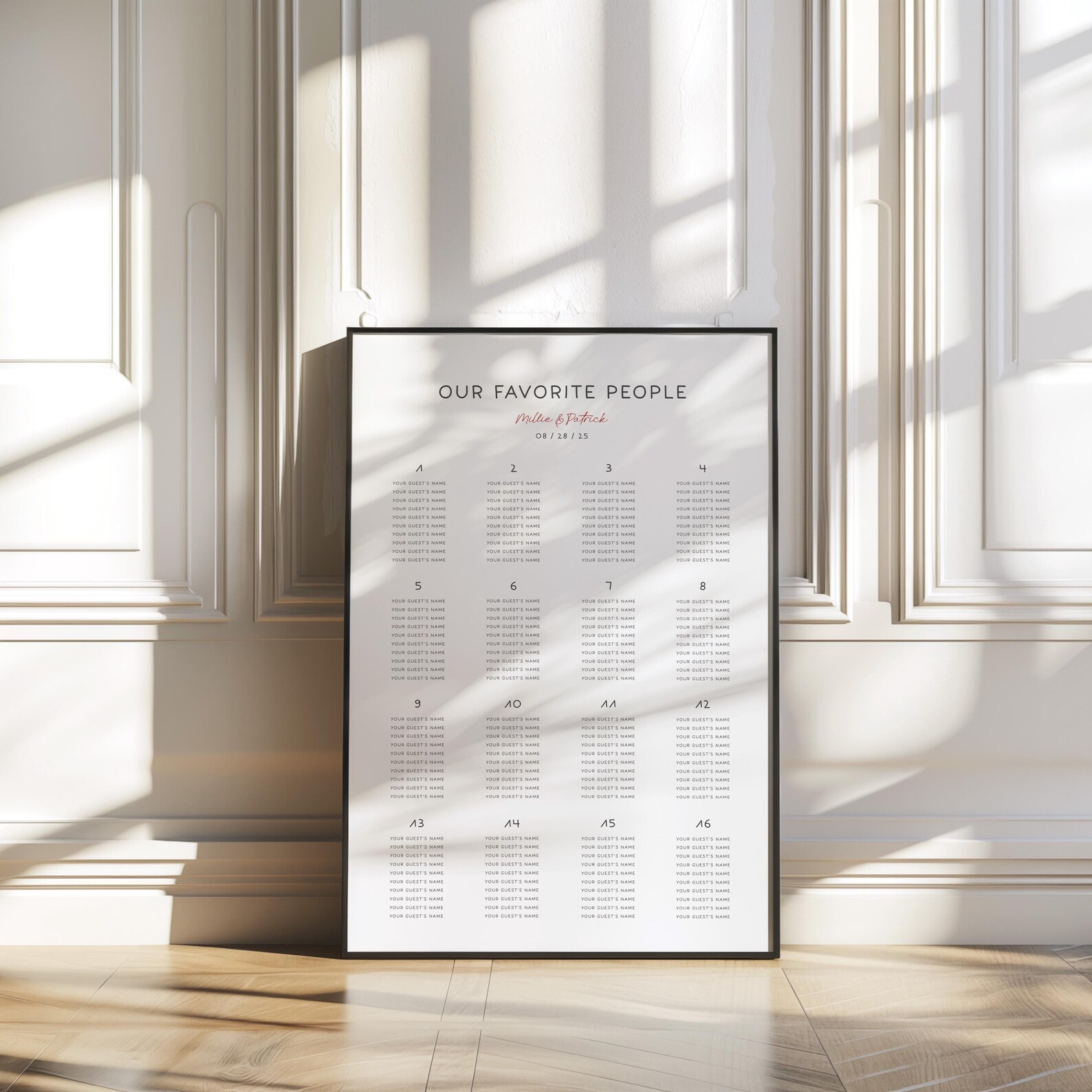 Modern Wedding Seating Chart Template, Minimalist Seating Chart, Simple ...