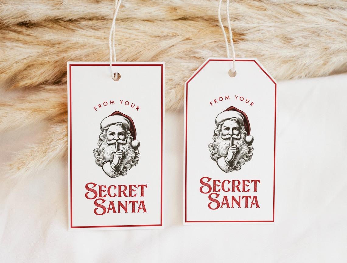 Secret Santa Gift Tag Printable, Secret Santa Gift Tag Template, Secret ...