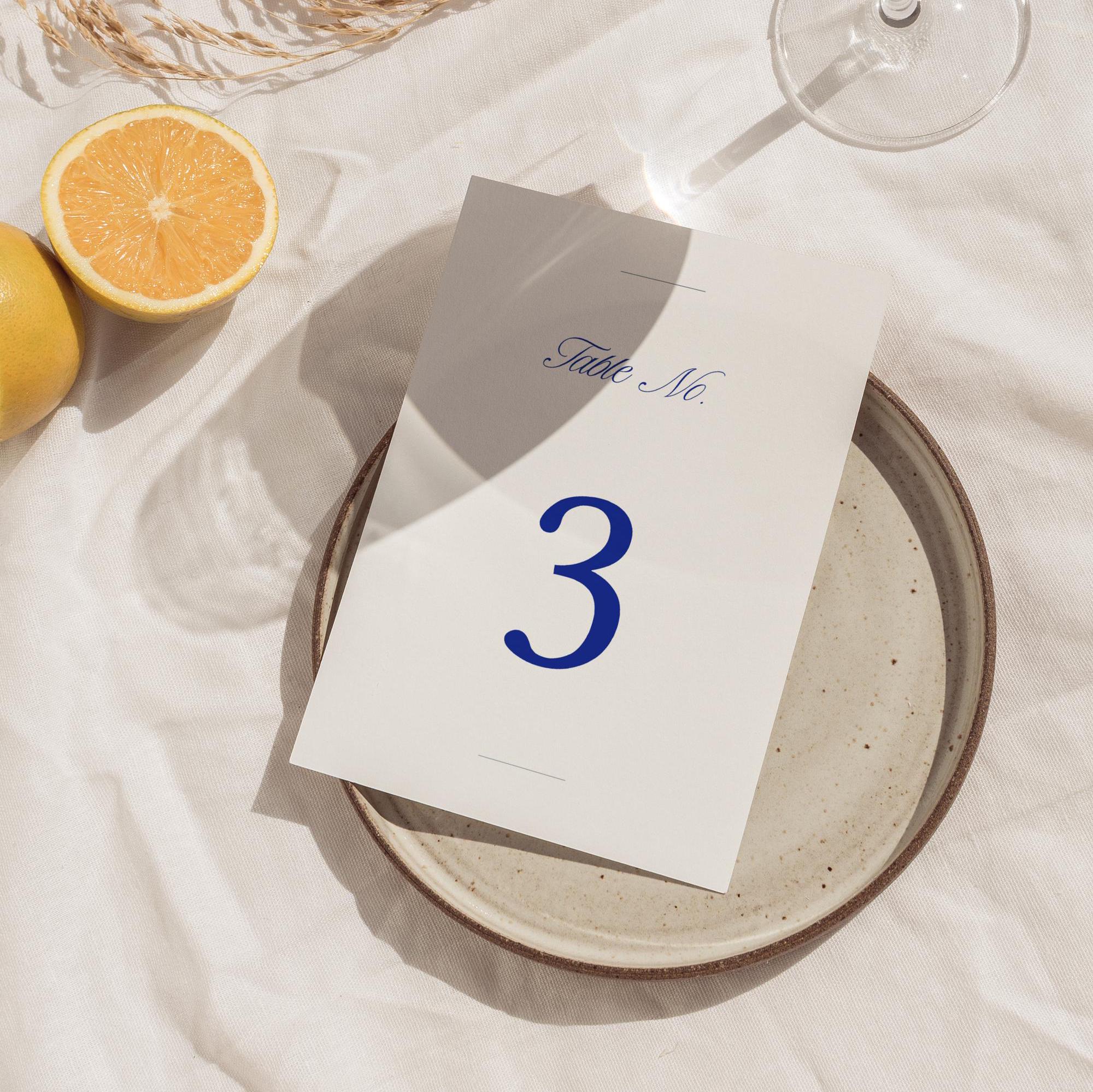 Modern Wedding Table Number Template, Retro Table Number Blue ...