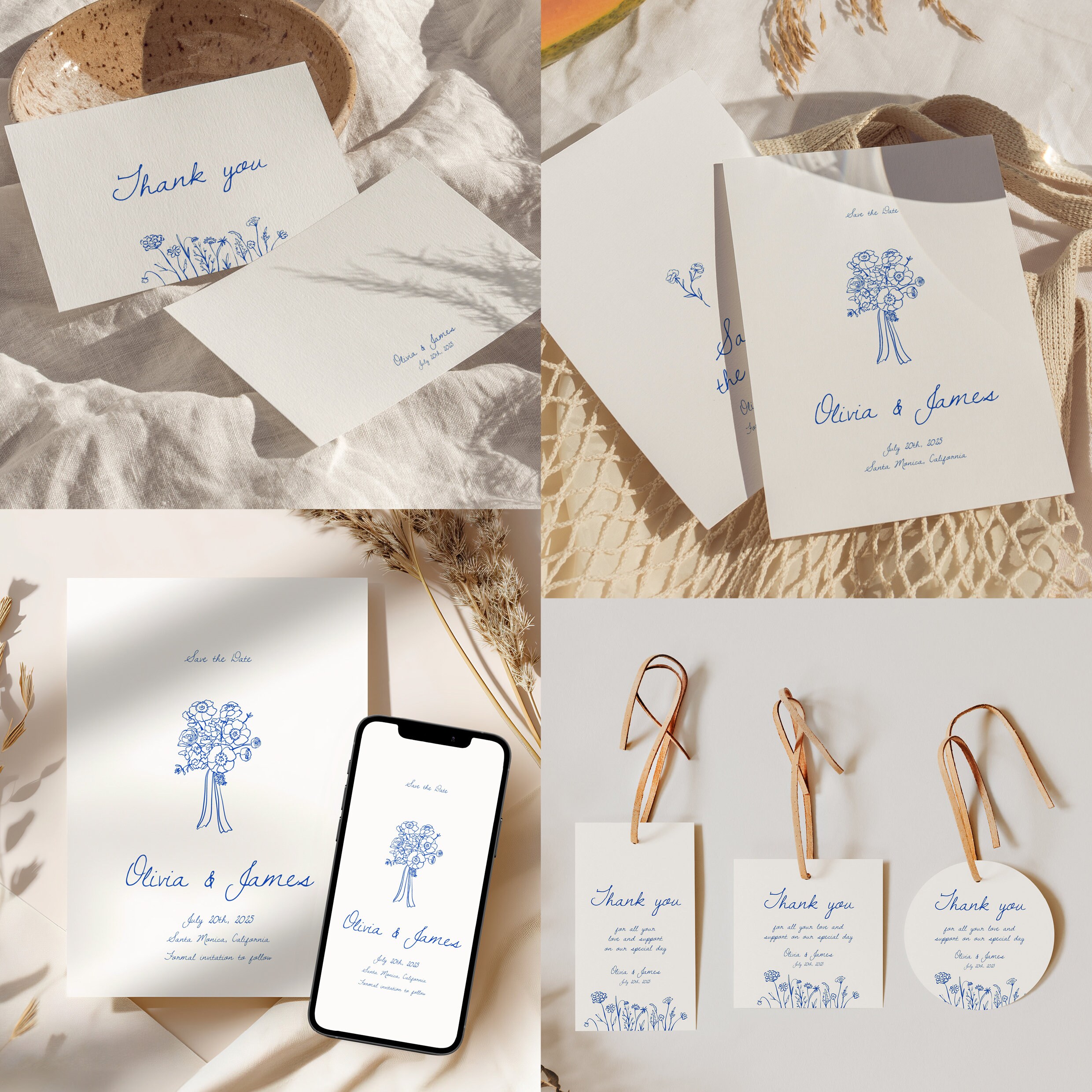 Modern Wedding Invitation Bundle Template, Handwritten Wedding Bundle ...