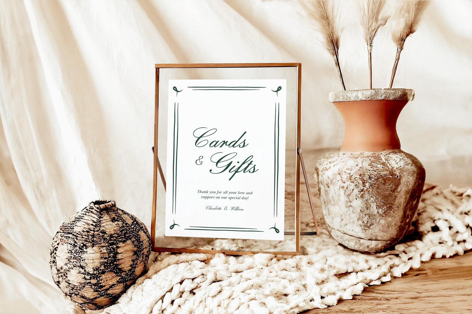 Handwritten Wedding Cards & Gifts Sign Template, Hand Drawn Wedding ...