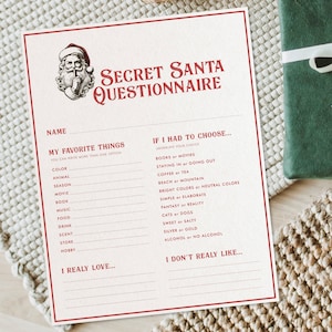 Secret Santa Gift Tag Printable, Secret Santa Gift Tag Template, Secret ...