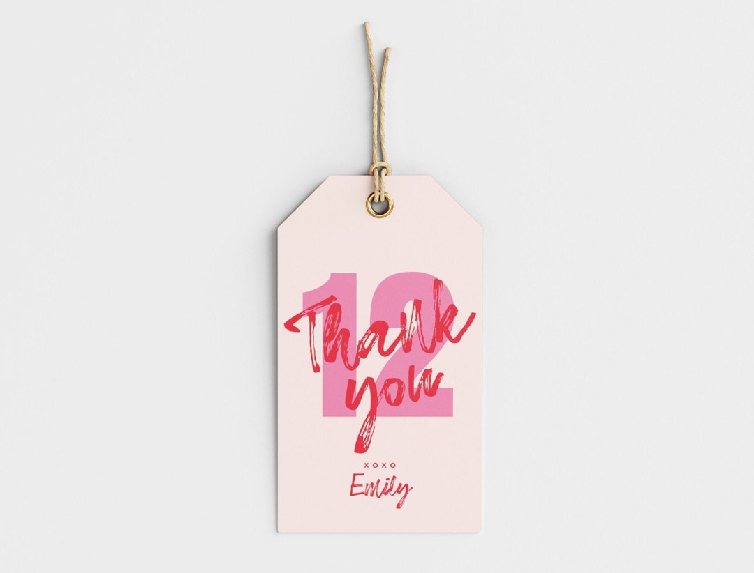 12th Birthday Gift Tag Template, 12th Birthday Favor Tags, 12 Birthday ...