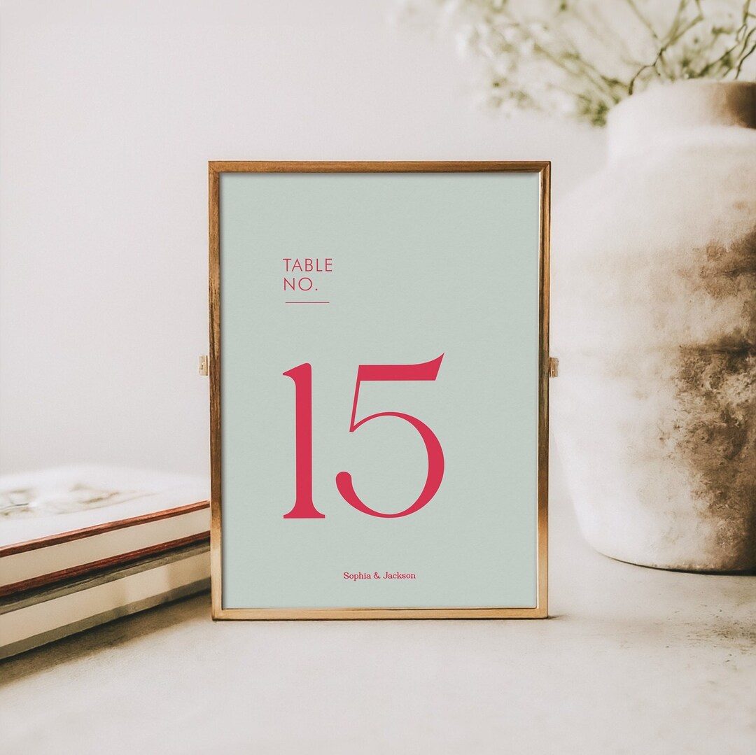 Modern Wedding Table Number Template, Bold Table Number, Colorful ...